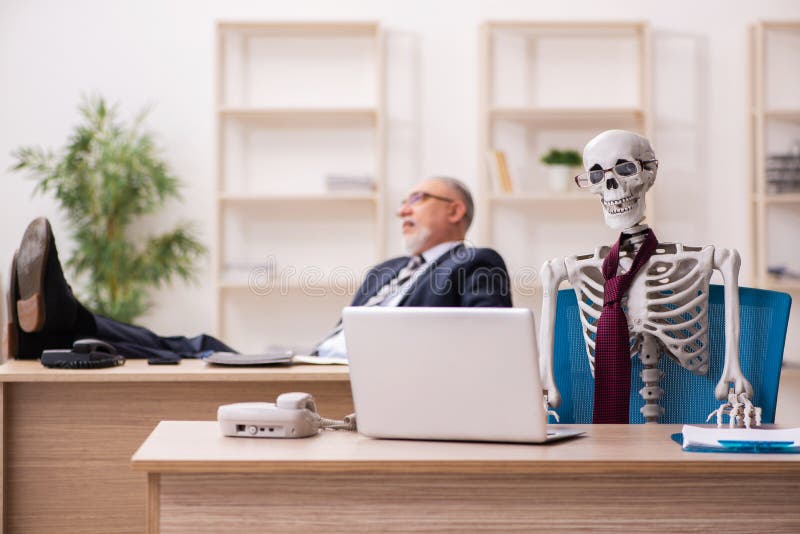 Dead Employee Working in the Office Stock Photo - Image of retiree ...