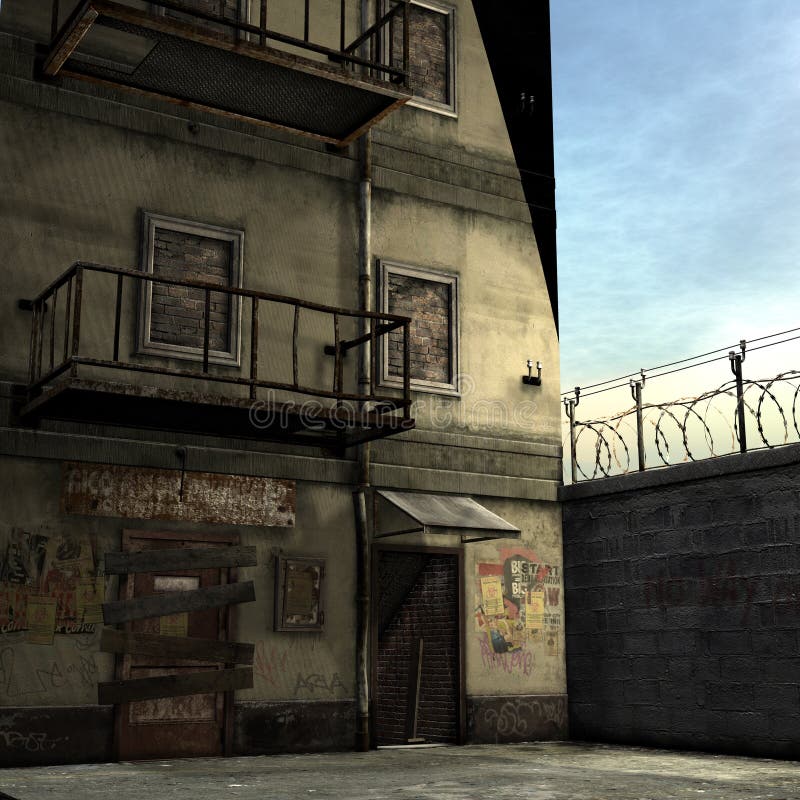 Dead End Alley Scene stock illustration. Illustration of living - 14574227