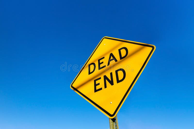 Dead End Road Sign on a Blue Clear Sky Day. Stock Image - Image of ...