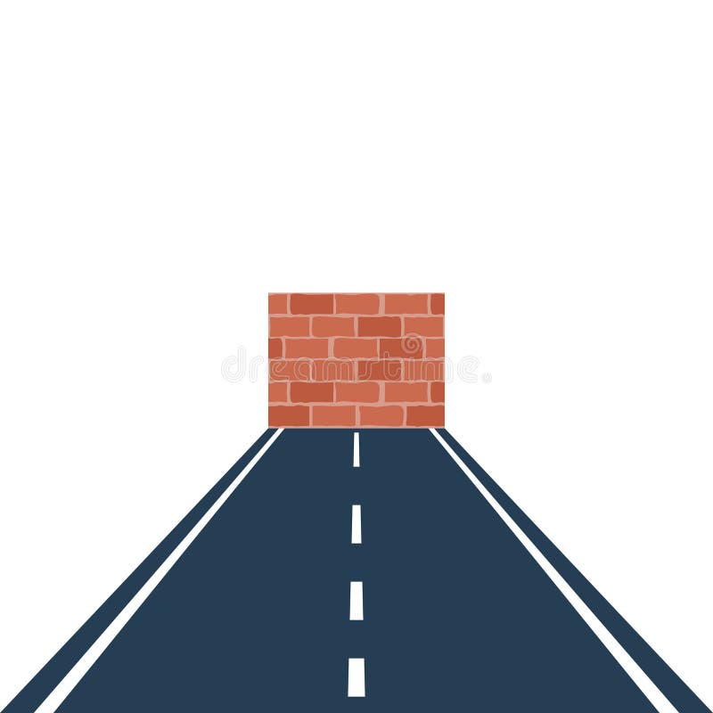 Dead End in the Road. Way before the Dead End. Vector. Stock Vector ...