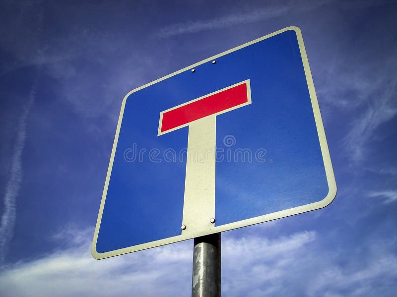 Dead End Sign in Front of Blue Sky Stock Image - Image of dead, warning ...