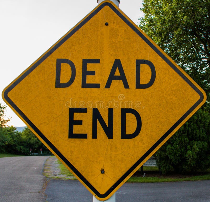 Yellow Dead End Sign Black Background Stock Photos - Free & Royalty ...