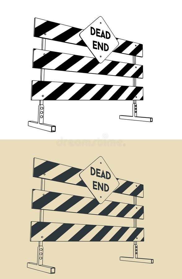 Dead End and Traffic Barrier Stock Illustration - Illustration of ...