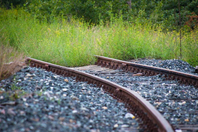 Dead End. Train Railway Ending in Nature. Stock Photo - Image of ...