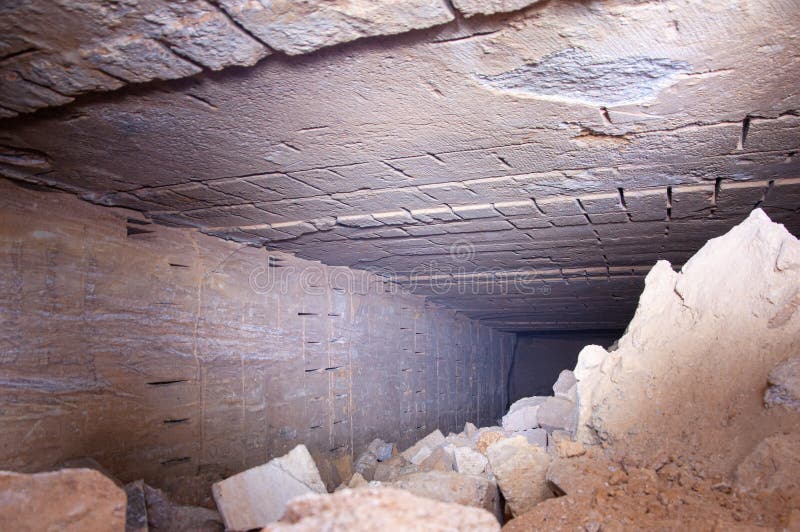Dead End In Underground Catacombs. Mining Construction Shell Rock ...