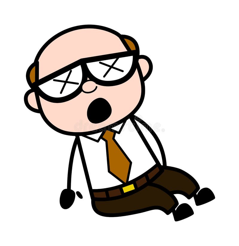 Dead Expression - Retro Cartoon Office Old Boss Man Vector Illustration ...