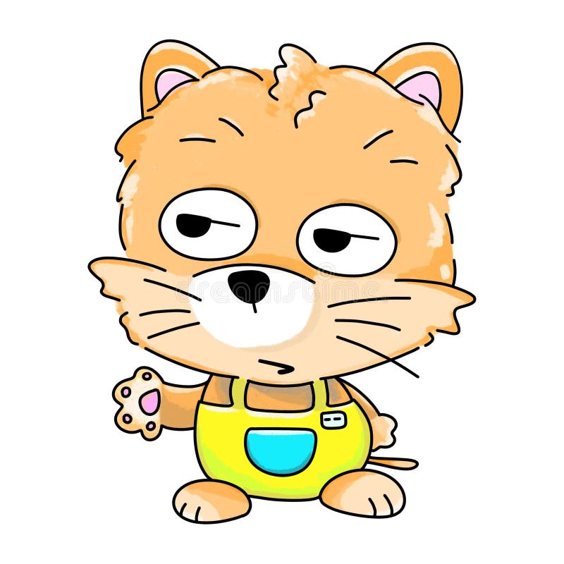 Cute Dead Eye Working Cat Cartoon Illustration, Cat Cartoon Character ...