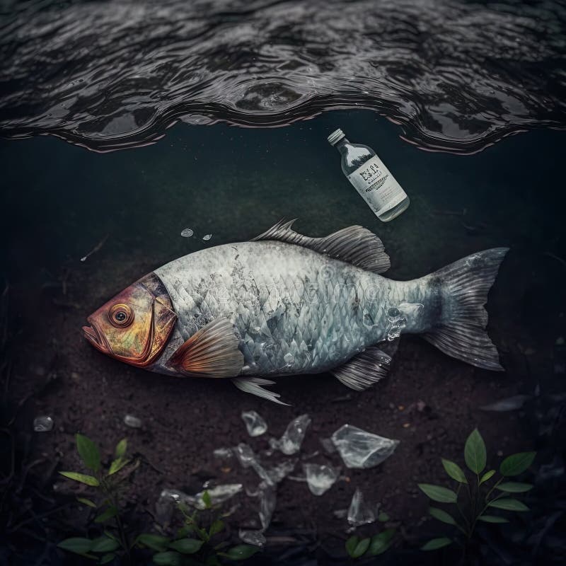 Dead Fish with Plastic Trash in the Ocean. Pollution in the Seas and ...