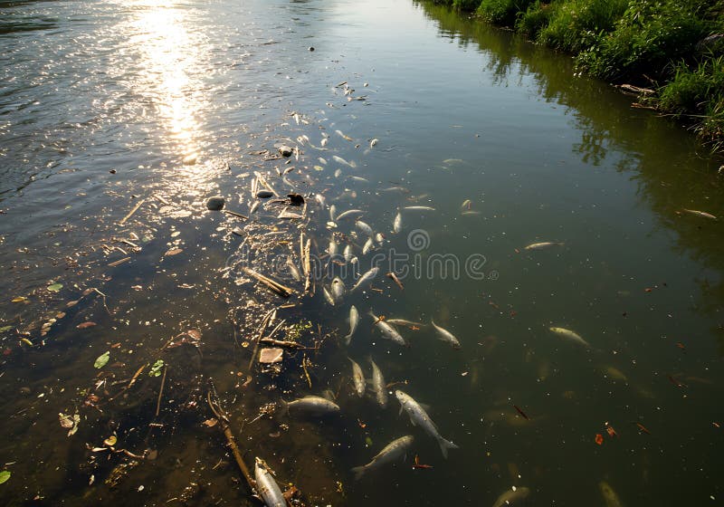 Dead Fish in Polluted Water Stock Illustration - Illustration of ...