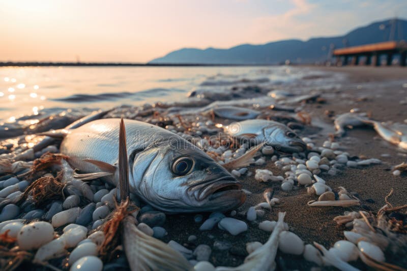 Dead Fish on the Seashore. Ecologic Disaster. Environment Concept Stock ...