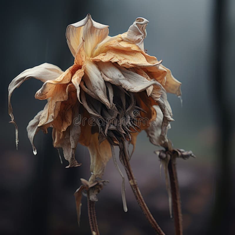 A Dead Flower in the Middle of the Forest, AI Stock Illustration ...