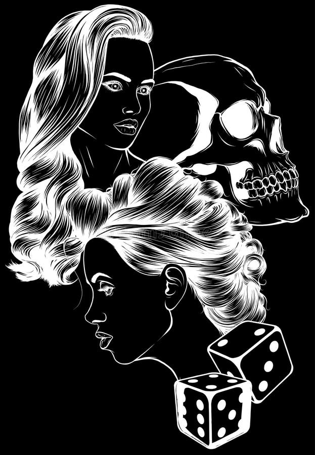 Day Dead Girl Black White Vector Illustration Stock Illustrations – 258 ...