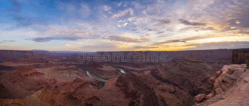 Dead Horse Point Sunset Panorama in Moab Utah Stock Image - Image of ...