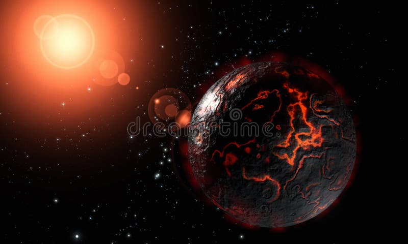 Dead Lava Planet in Cold Sapce Stock Illustration - Illustration of ...