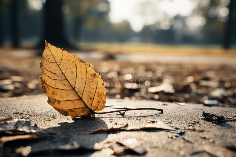 A Dead Leaf Laying on the Ground in the Middle of a Park Stock ...
