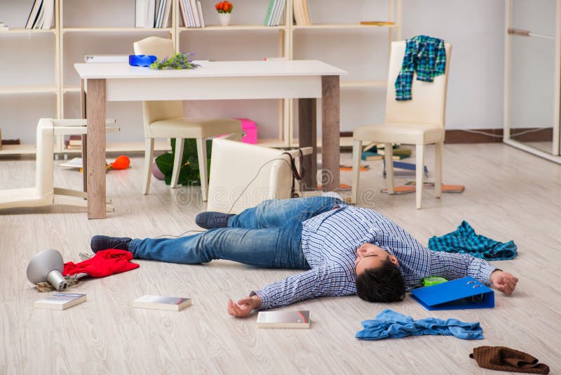 The Dead Man after Burglary at Home Stock Photo - Image of hangover ...