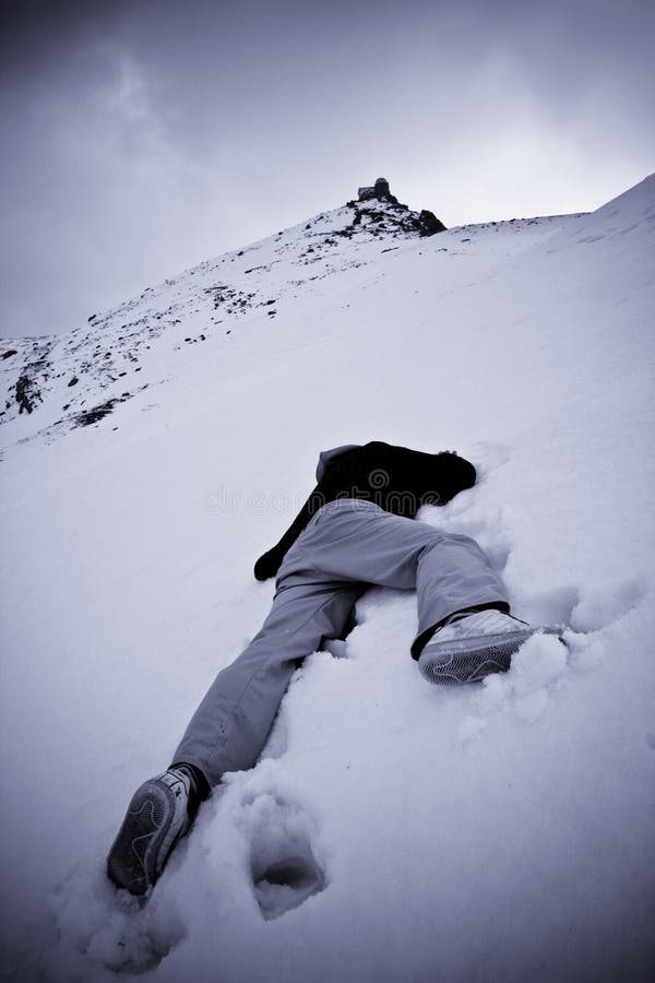 Dead man at the snow stock photo. Image of down, hills - 4472732