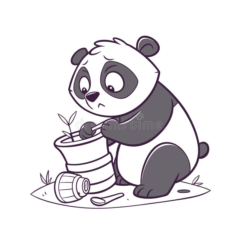 Dead Panda Pottery Illustration for Unique Art Stock Illustration ...