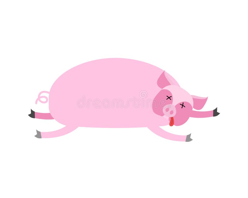 Dead Pig. Farm Animal is Dead Stock Vector - Illustration of gourmet ...