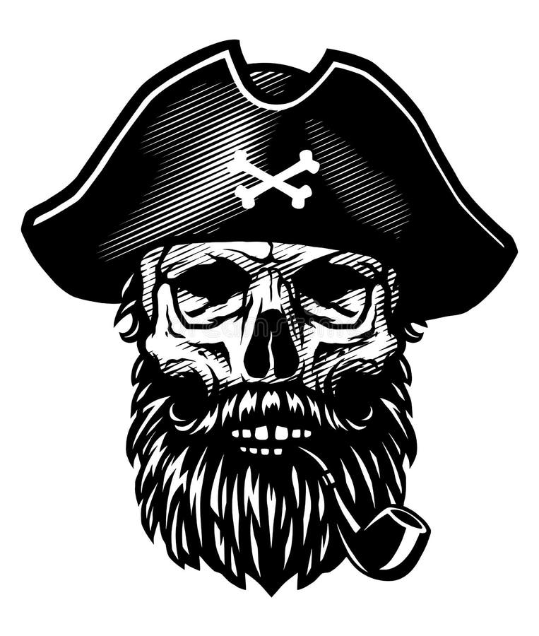A Dead Pirate with a Smoking Pipe and a Captains Hat. Vector ...