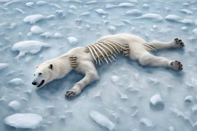 Dead Polar Bear Global Warning AI Generated Stock Illustration ...