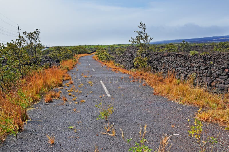 Dead Road because of Volcano Eroption - the Island of Hawaii, Hawaii ...