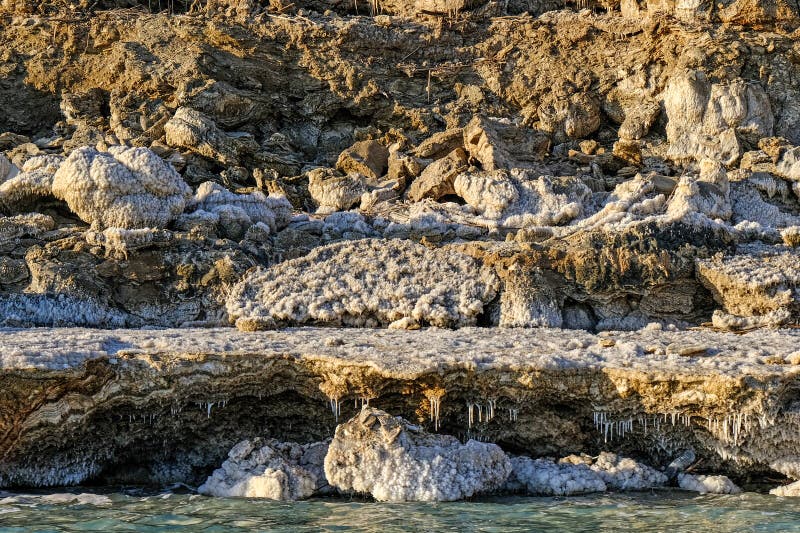 Dead Sea Coast with Stones Covered by Salt Stock Photo - Image of ...