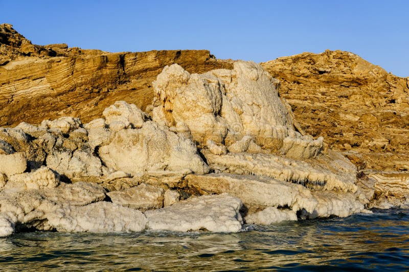 Dead Sea Coast with Stones Covered by Salt Stock Photo - Image of dead ...