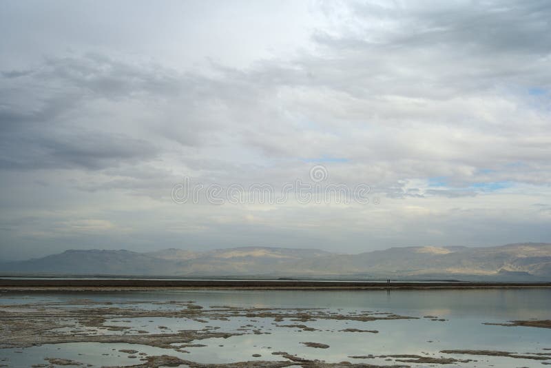Dead Sea and Overcast Sky in Cloudy Weather Stock Image - Image of ...