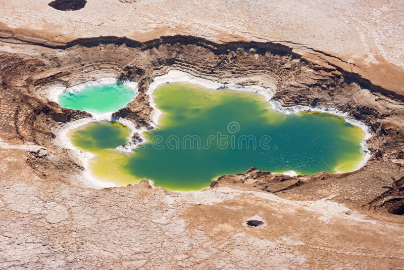 Aerial View of the Dead Sea Salt Pools and Ein Boqeq Stock Photo ...
