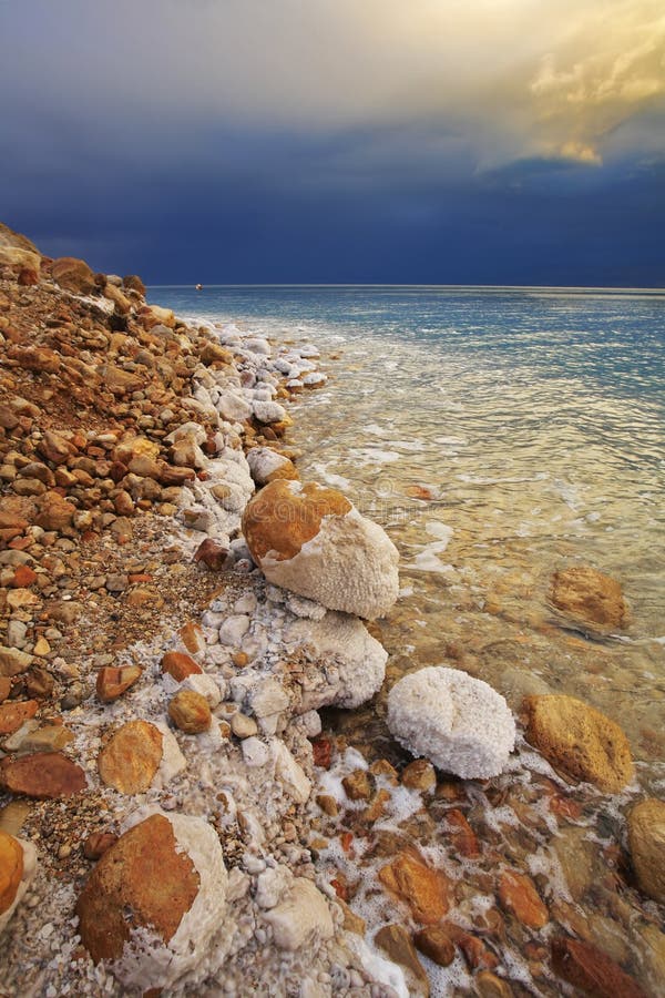 The Dead Sea in a Spring Thunder-storm. Stock Image - Image of ...