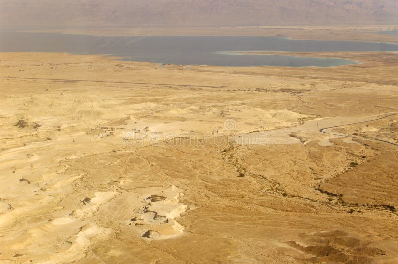 Dead Sea View from Masada, Lowest Place on Earth. Stock Photo - Image ...