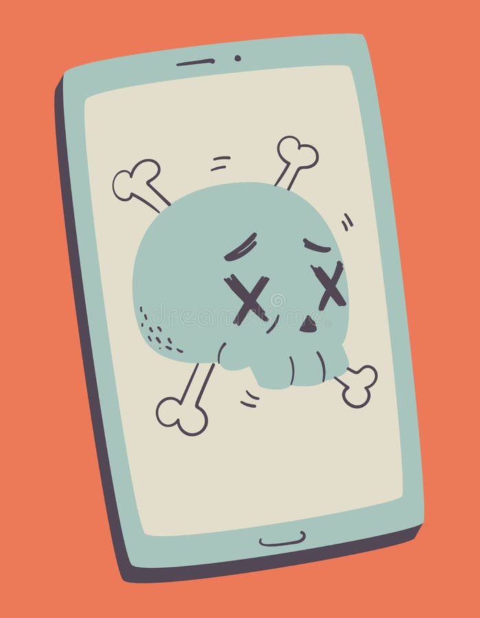 Dead Skull Inside Phone Screen Stock Vector - Illustration of character ...