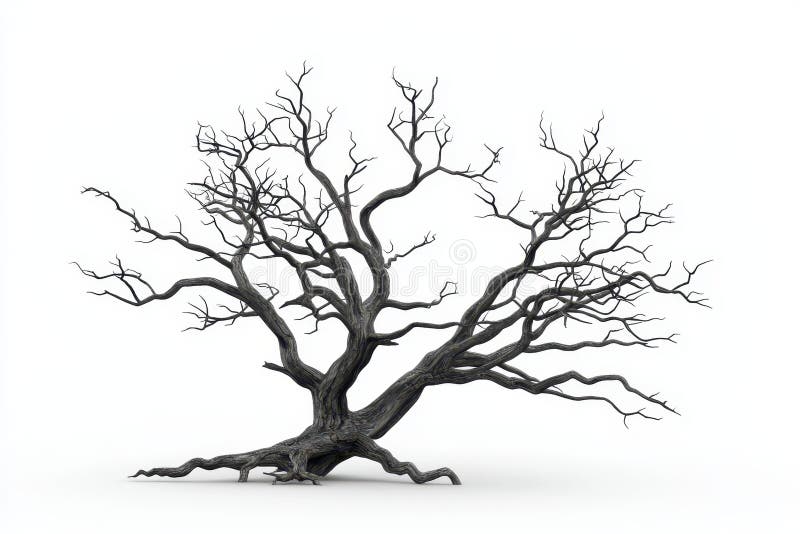 Dead Tree Bare Branches 3D Render Isolated Monochrome Nature Halloween ...