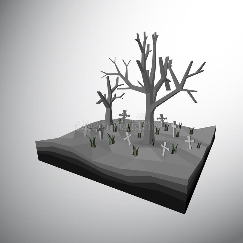 Dead tree on grave yard stock vector. Illustration of fear - 55008133