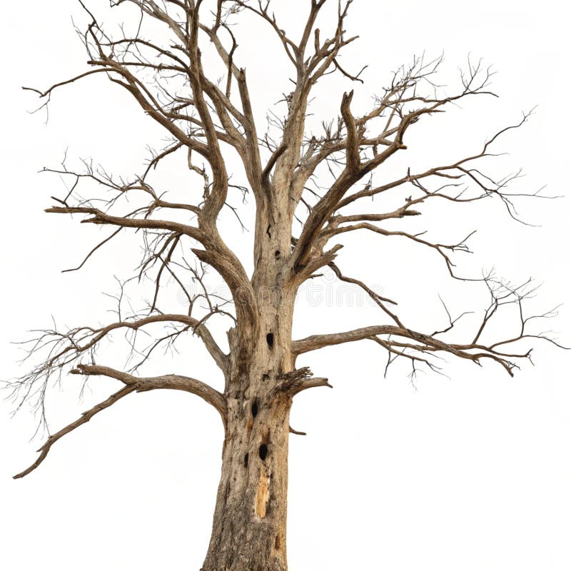 A Dead Tree with No Leaves on White Background Stock Illustration ...