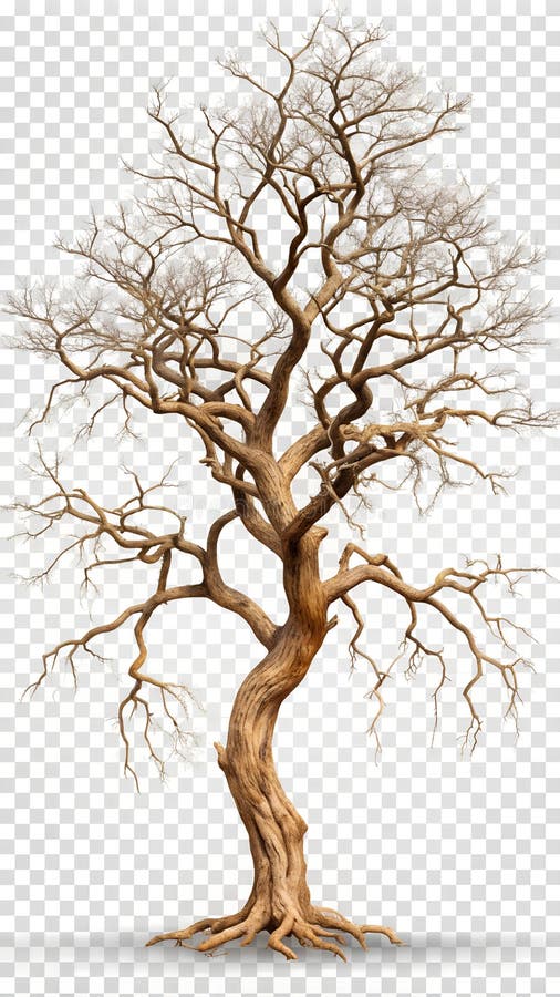 Dead Tree Set with Branches and Twisted Trunk. Leafless Tree on ...