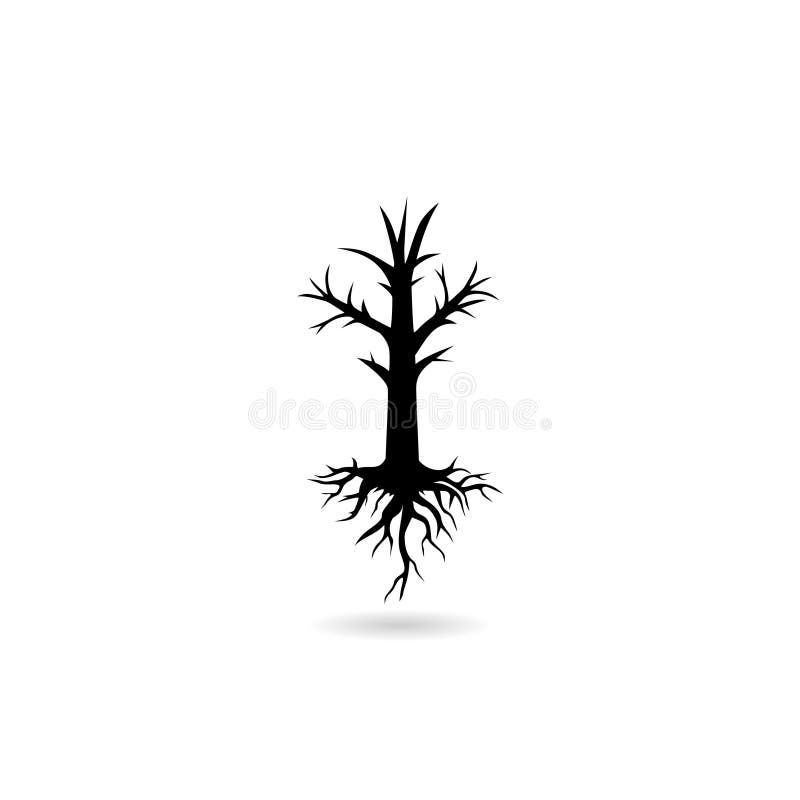 Dead Tree Silhouette Icon with Shadow Stock Vector - Illustration of ...