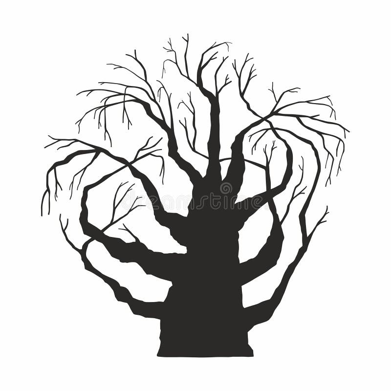 Tree Silhouette on White Background Stock Vector - Illustration of ...