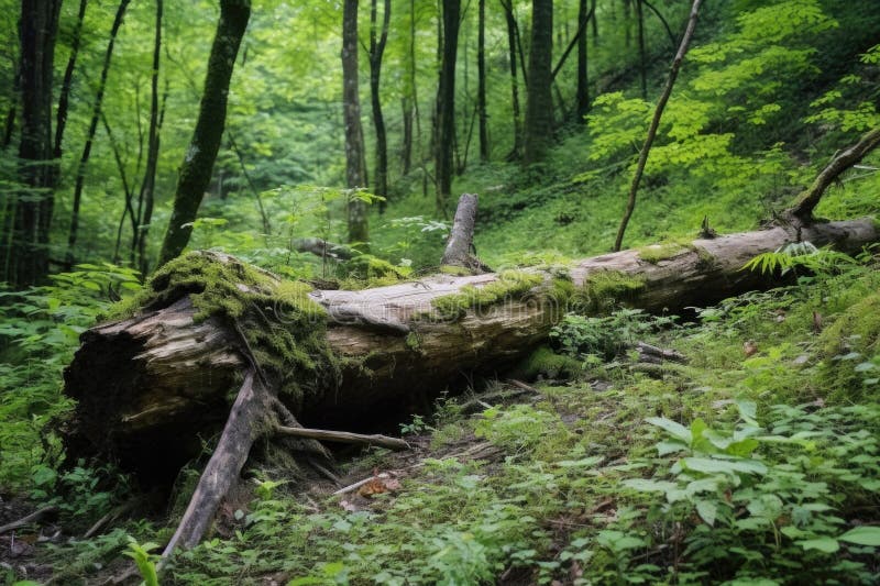 Dead Tree Trunk in Lush Forest Stock Photo - Image of environmental ...