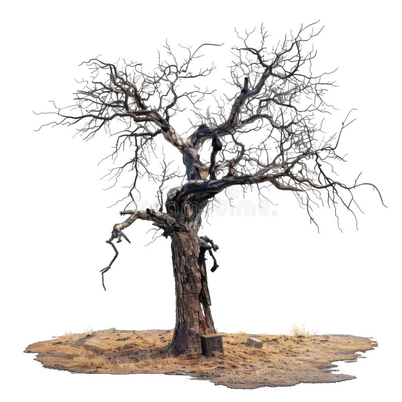 A Dead Tree with Twisted Branches and a Rough Bark Stock Photo ...