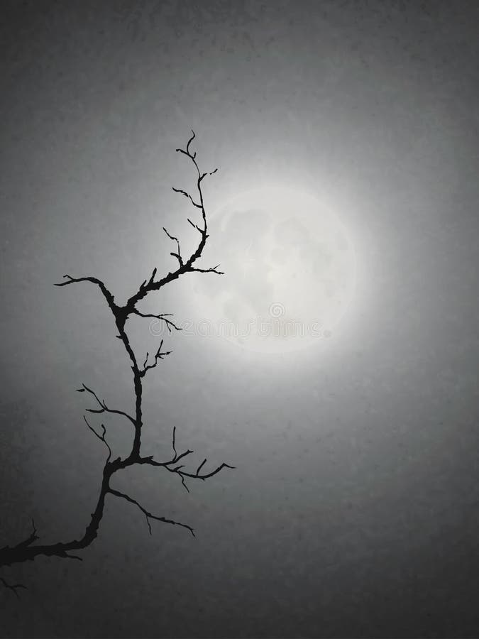 A Dead Tree Under the Moonlight, Illustration Stock Vector ...