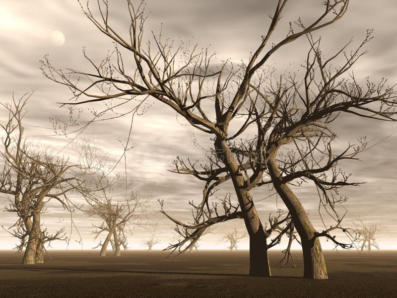 Dead trees - 3D render stock illustration. Illustration of desert ...