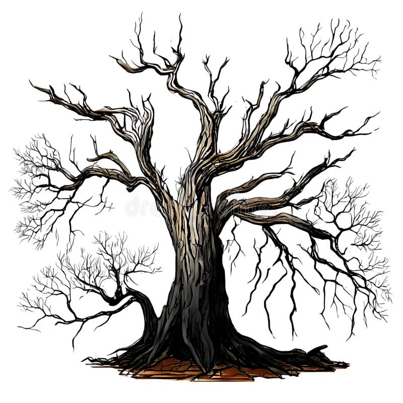 Silhouette of Dead Tree on White Background, Scary Dead Tree for ...