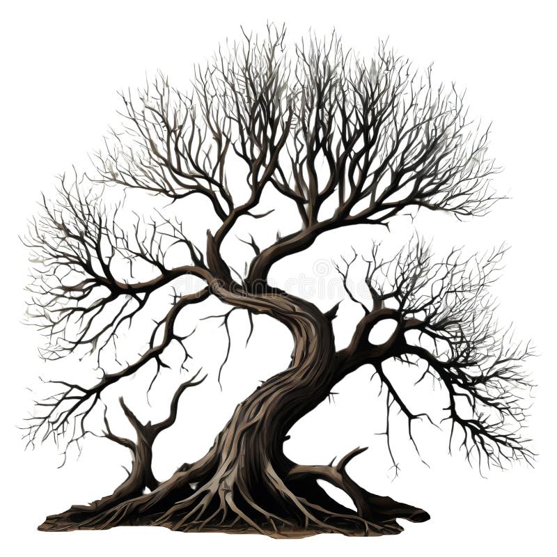 Silhouette of Dead Tree on White Background, Scary Dead Tree for ...