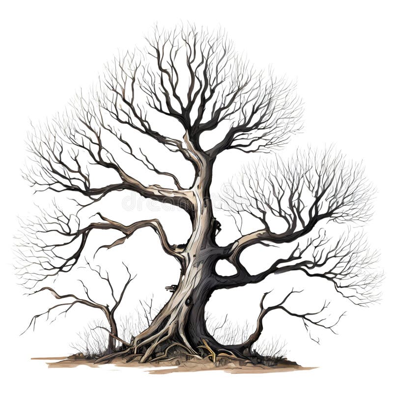 Silhouette of Dead Tree on White Background, Scary Dead Tree for ...