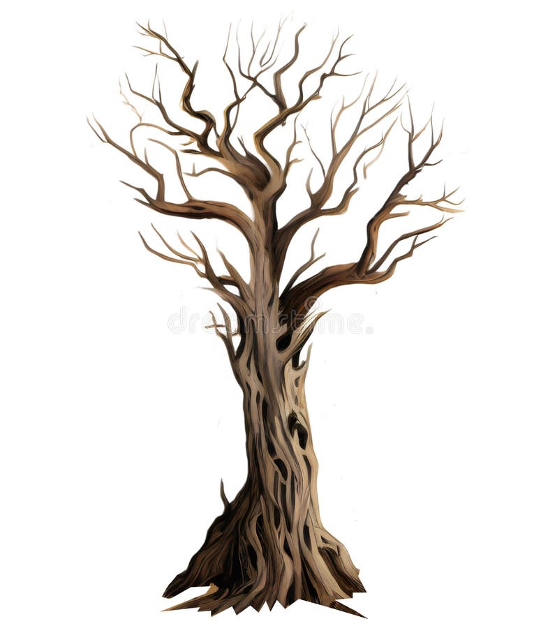 Silhouette of Dead Tree on White Background, Scary Dead Tree for ...