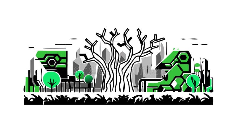 Dead Trees Forest Environmental Degradation Icon, Vector Design ...