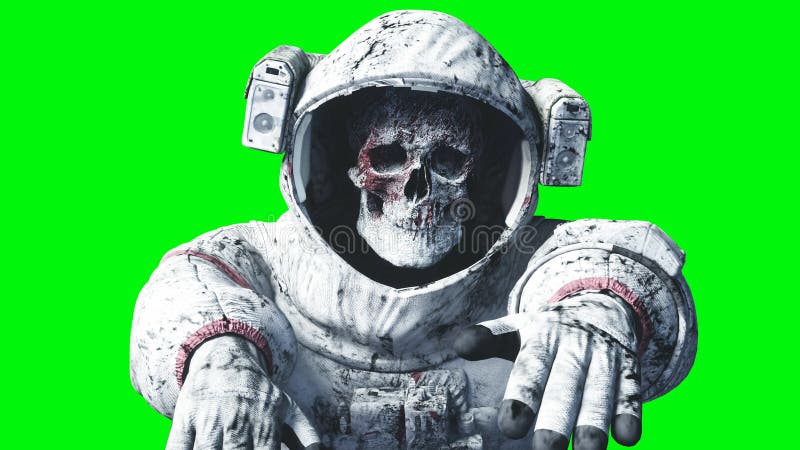 Dead Zombie Astronaut in Space. Cadaver. Green Screen. 3d Rendering ...