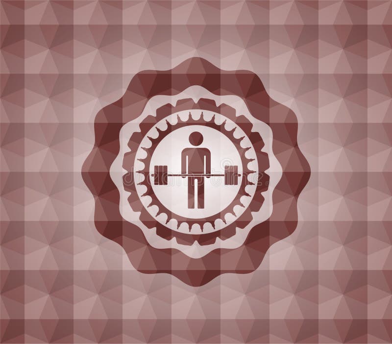 Deadlift Icon Inside Red Seamless Emblem with Geometric Pattern Stock ...